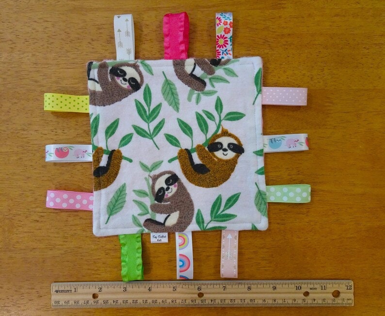 Sloth Mini Baby Lovey, Ribbon Toy, Teething Blanket, Sloth Baby Girl ...