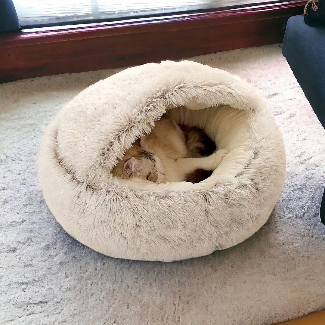 Snug & Plush Cat Bed Cosy Cat Bed Luxury, Cosy Cat Cave Fluffy Cat Bed ...