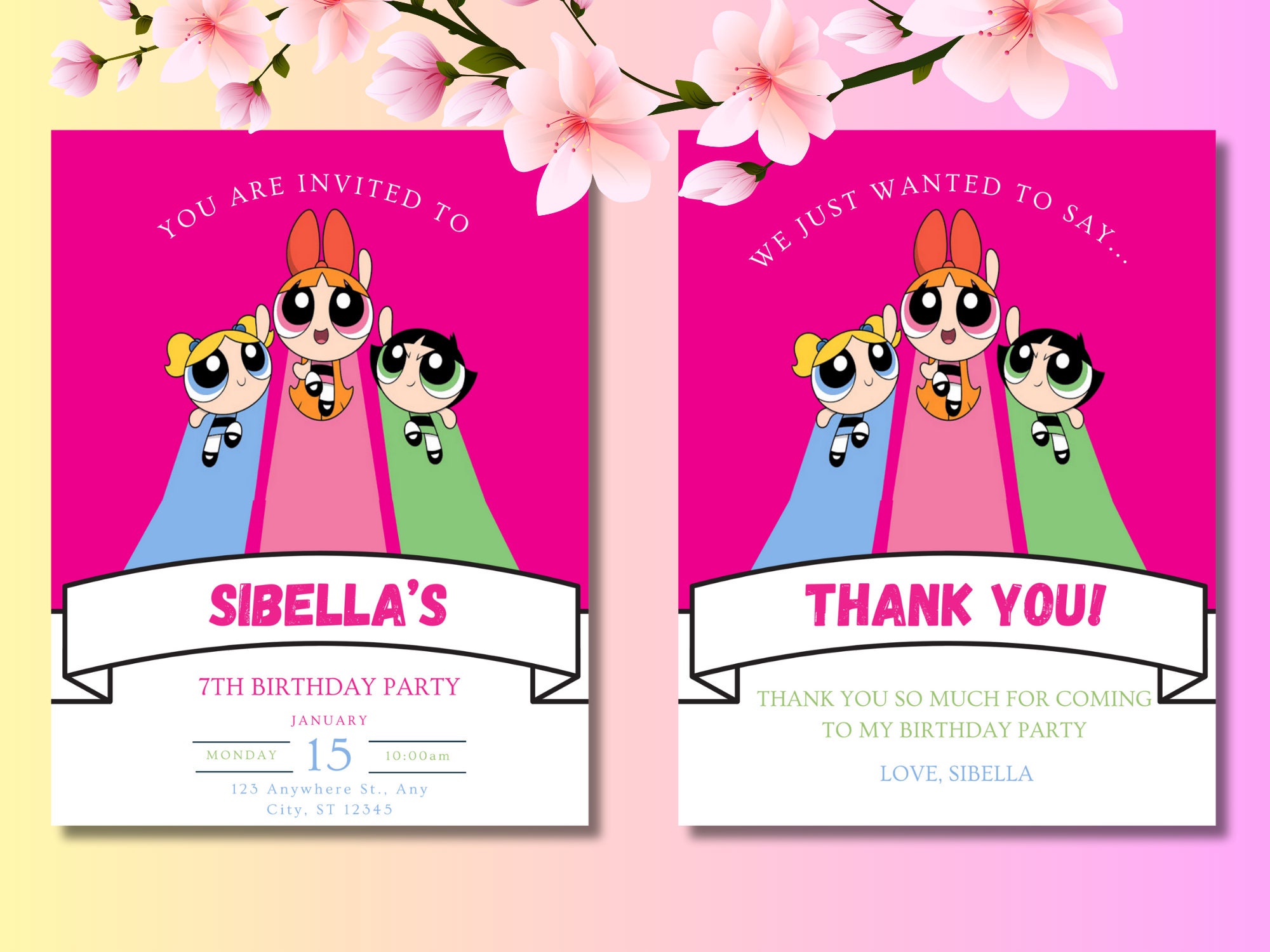 Power up the Party: Powerpuff Girls Birthday Party Invitation Set ...