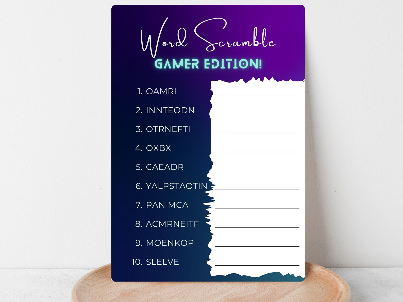 Gamer Birthday Word Scramble | Fun Video Game Party Game | Printable ...