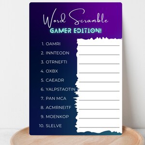 Gamer Birthday Word Scramble | Fun Video Game Party Game | Printable ...