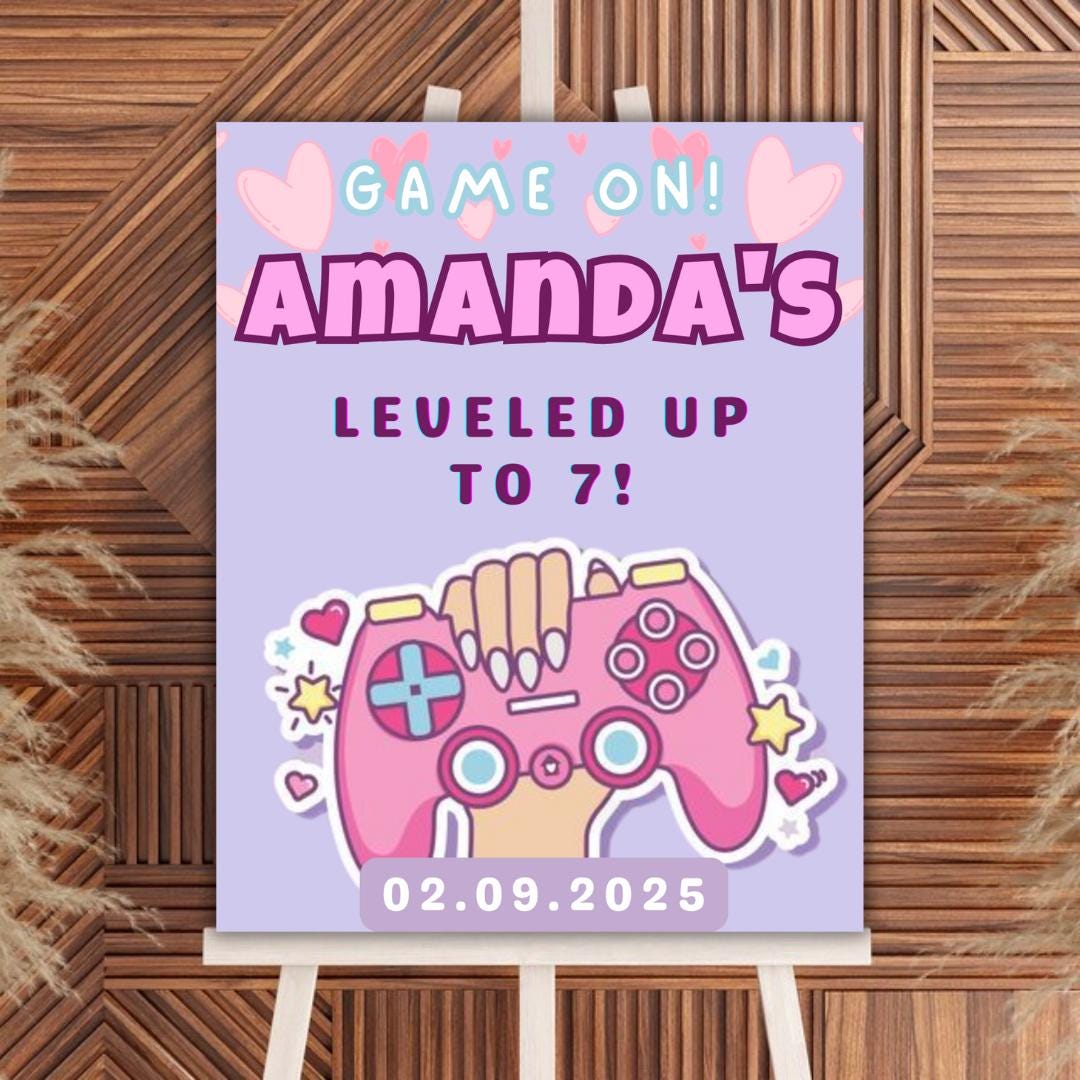 Gamer Girl Birthday Welcome Sign | Video Game Birthday Decor ...