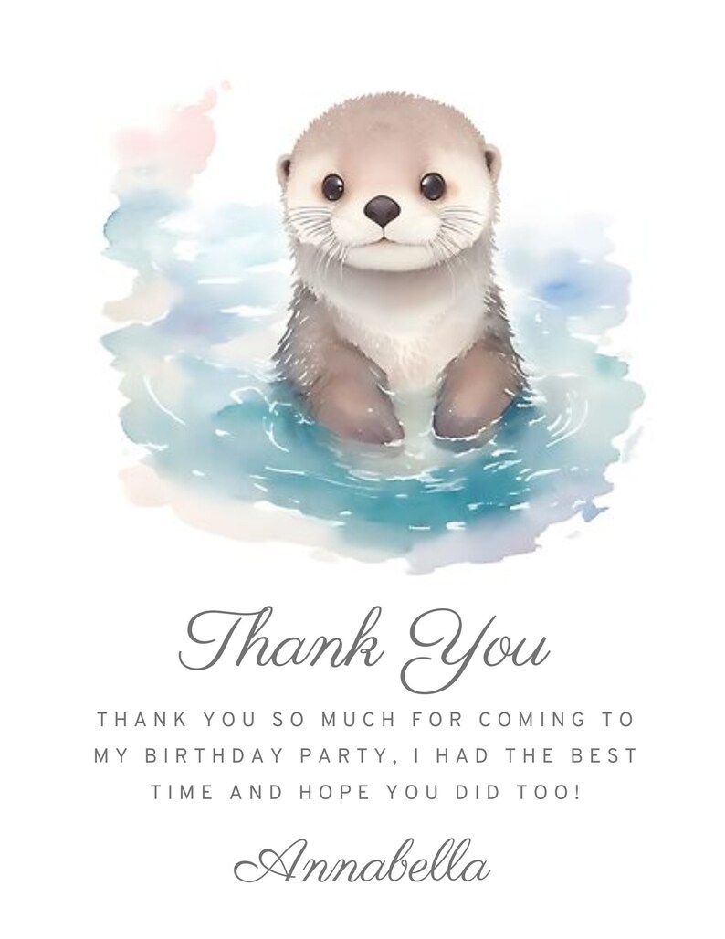 Cute Otter Birthday Party Invitation Set | Personalized With Free ...