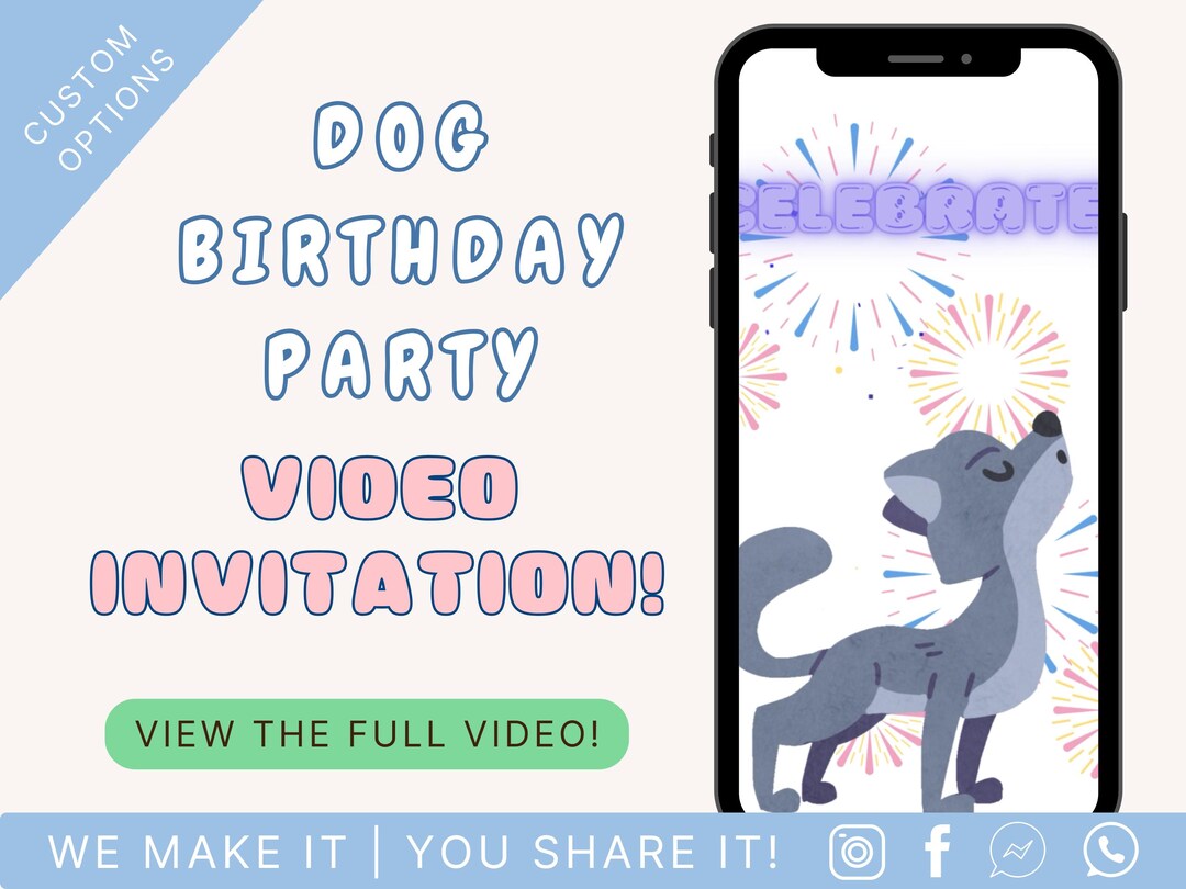 Custom Dog-themed Digital Birthday Invitation Video – Personalized ...