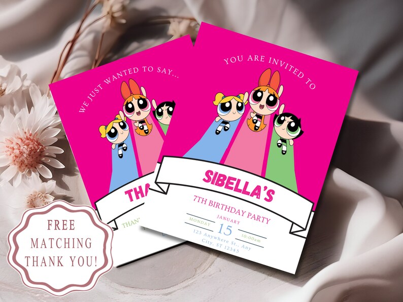 Power up the Party: Powerpuff Girls Birthday Party Invitation Set ...