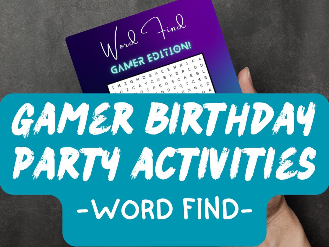 Gamer Word Search | Video Game Party Puzzle | Fun Gaming Birthday ...