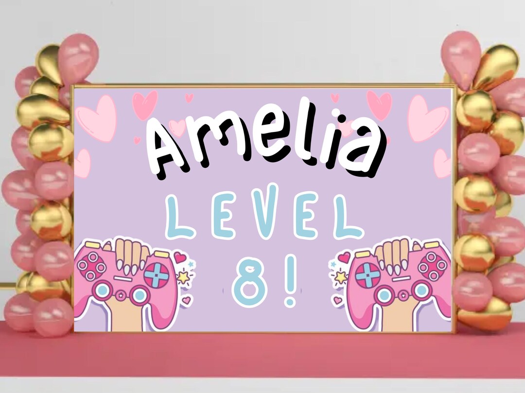 Large Gamer Girl Birthday Party Backdrop | Pink Video Game Party ...