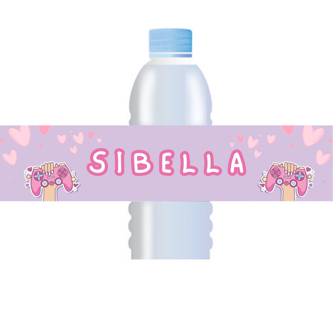 Gamer Girl Water Bottle Labels | Pink Video Game Birthday Party Decor ...