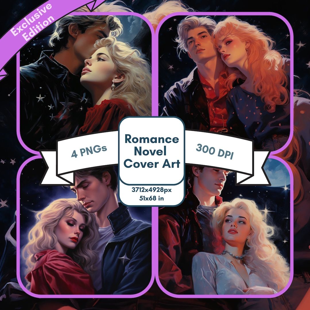 Romance Book Cover Illustrations Set of 4 Pngs Exclusive Copy - Etsy