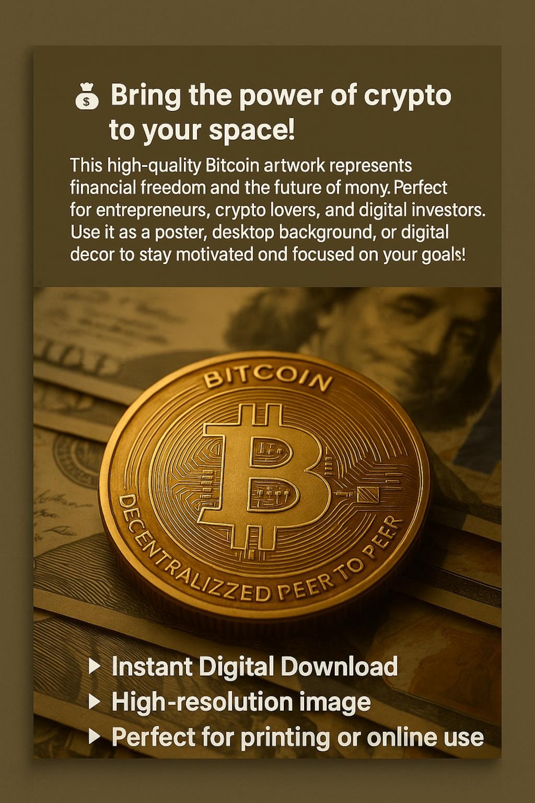 Bitcoin Crypto Wall Art | Digital Poster Download | Cryptocurrency ...