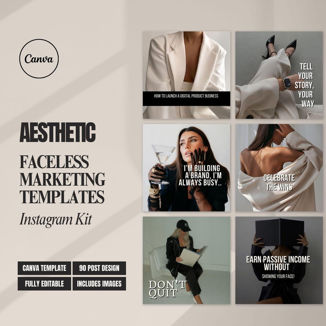 90 Faceless Instagram Posts and Matching Stories for Faceless Digital ...