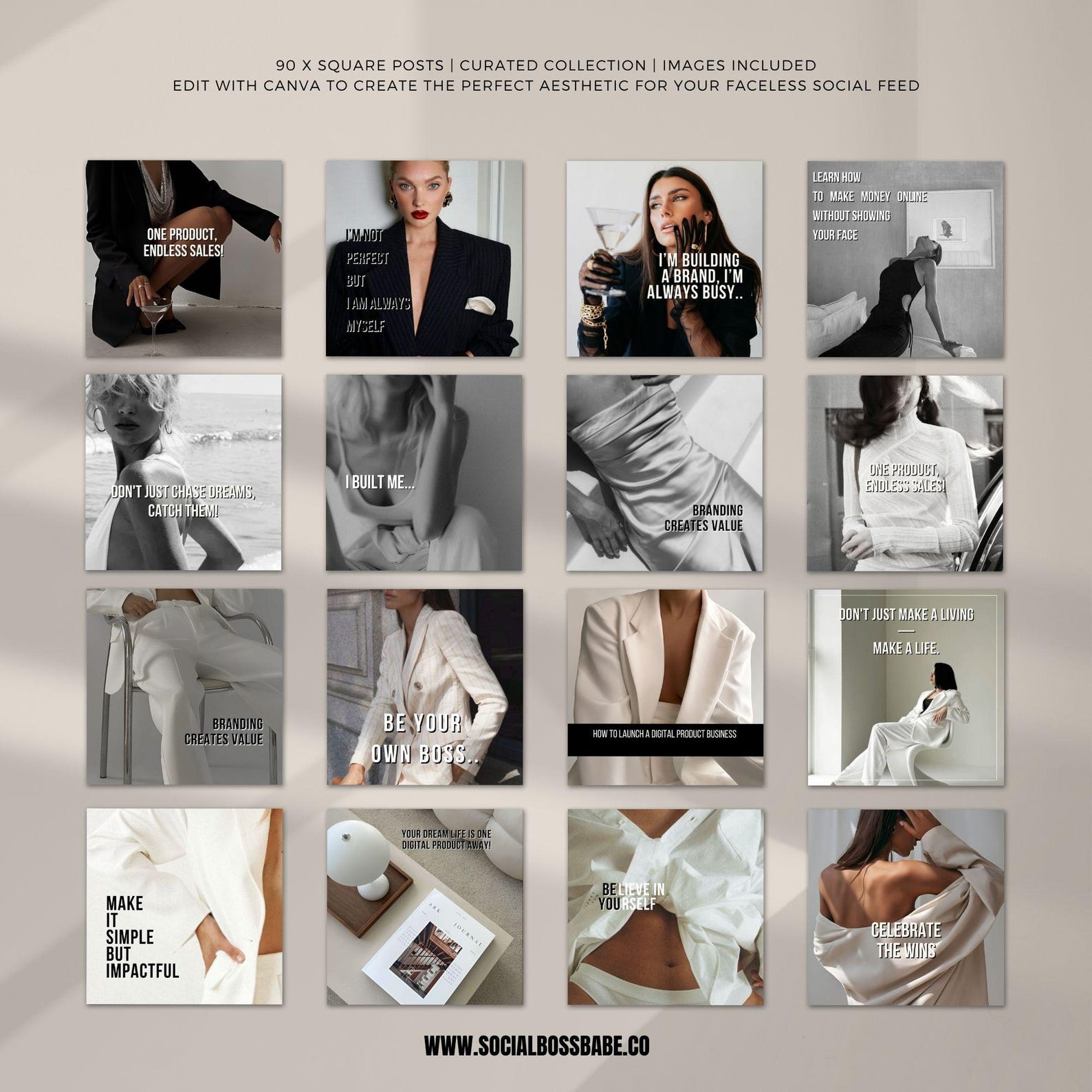 90 Faceless Instagram Posts and Matching Stories for Faceless Digital ...