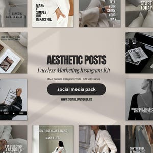 Faceless Instagram Templates Digital Marketing | 90 Editable Canva Post ...