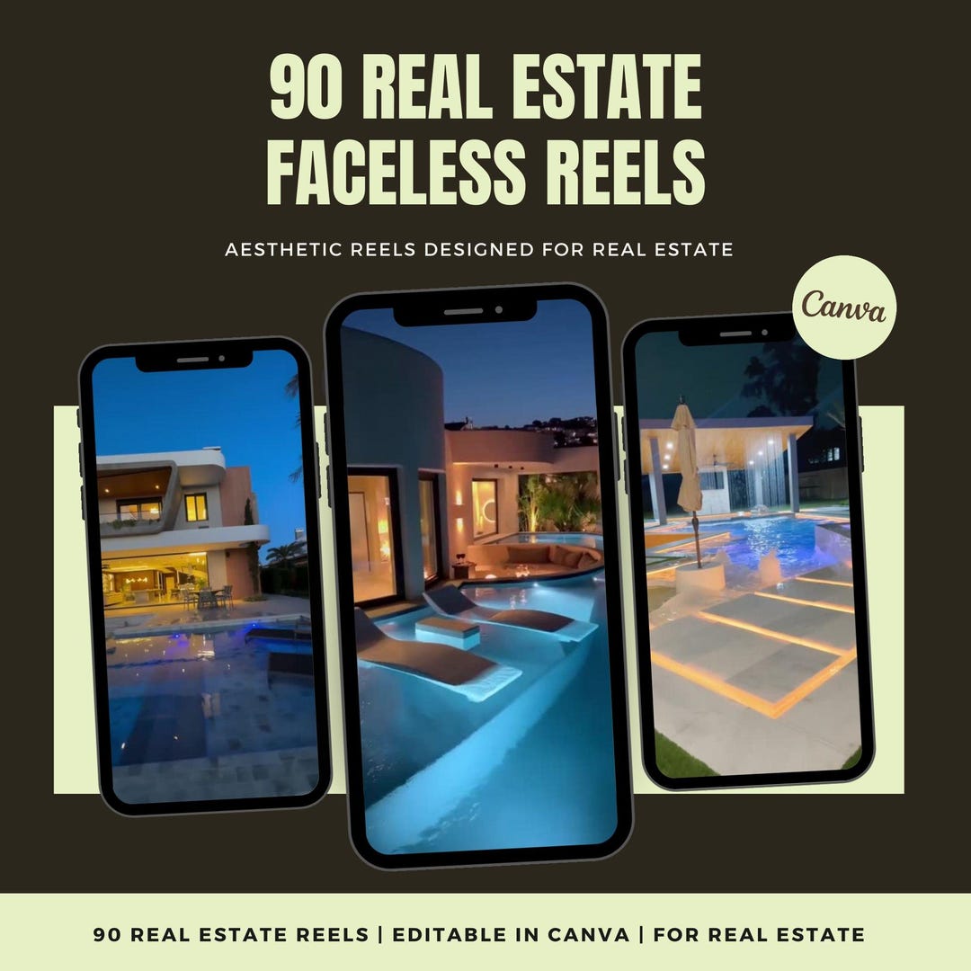 90 Real Estate Reels: Realtor Marketing Templates (canva Editable, MRR ...