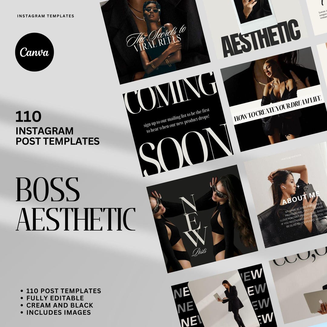 Aesthetic Instagram Post Canva Template | 100 Social Media Templates ...