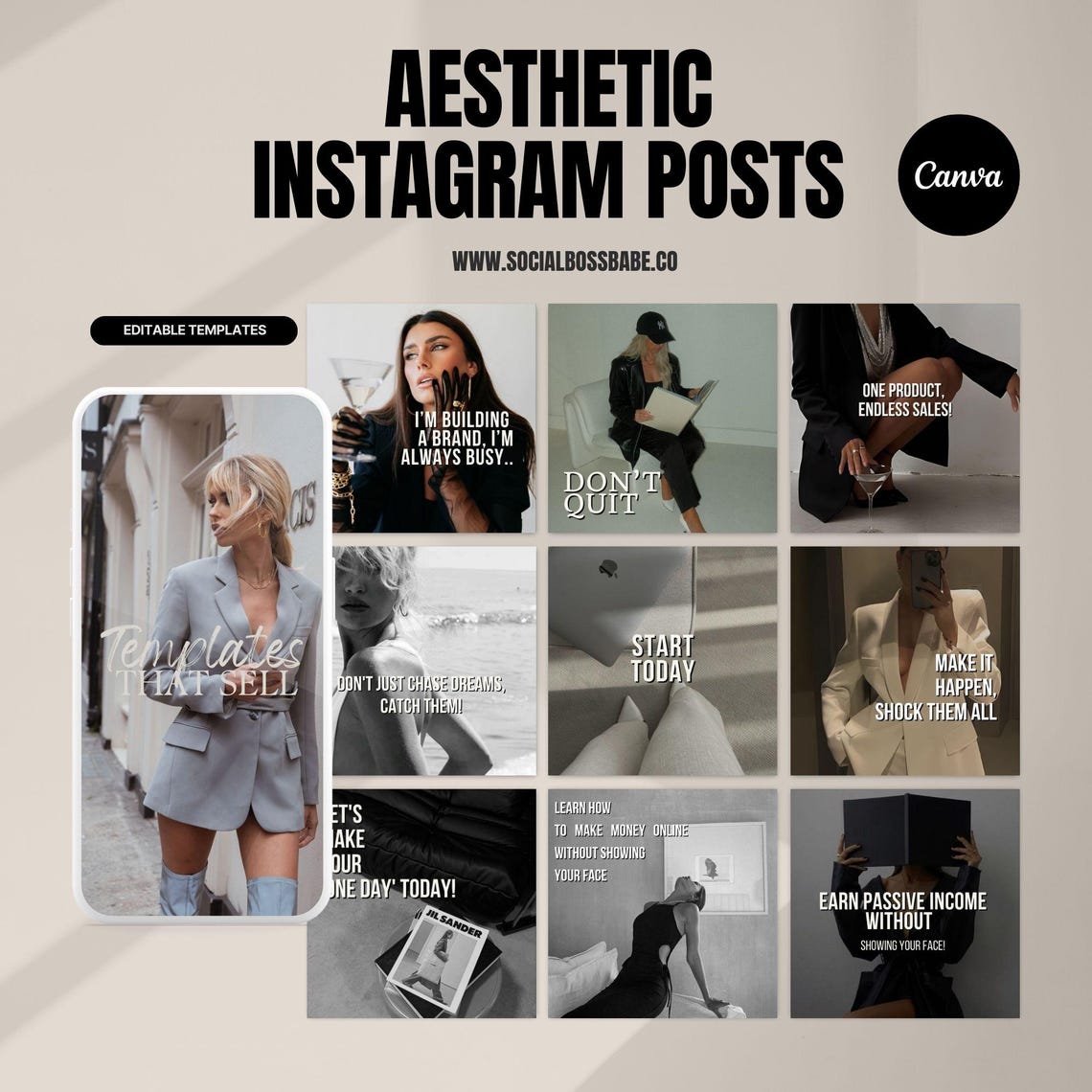 90 Faceless Instagram Posts and Matching Stories for Faceless Digital ...