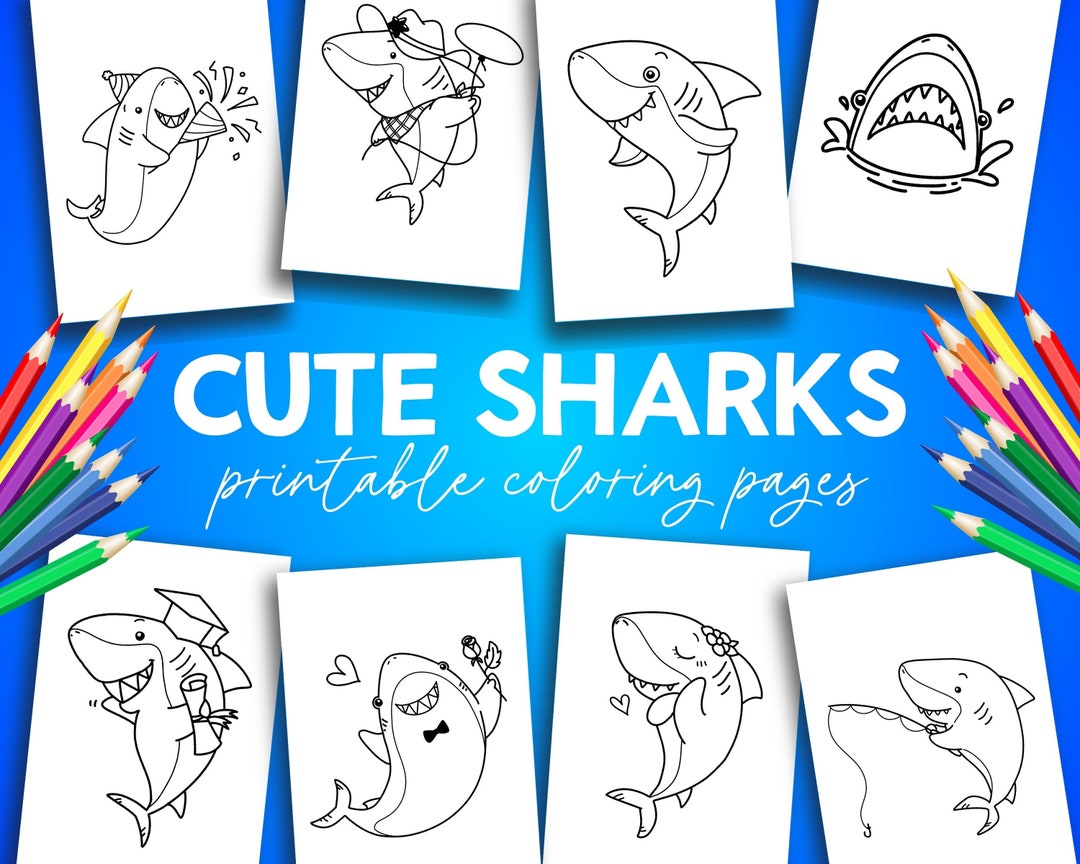 Cute Shark Printable Coloring Pages. Kids Baby Shark Coloring Pages ...