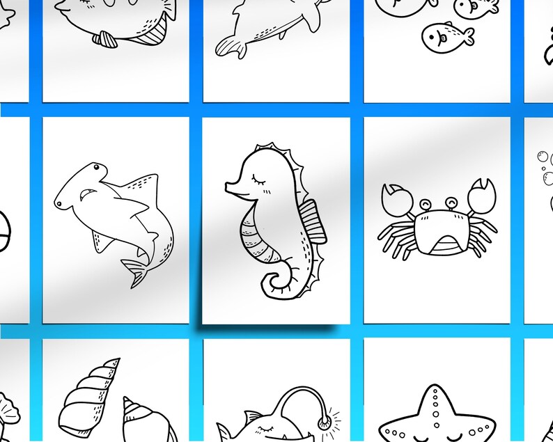 Sea Life Printable Coloring Pages. Kids Underwater Animals Coloring ...