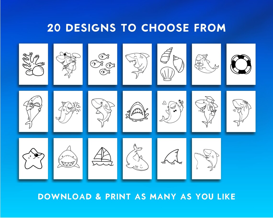 Cute Shark Printable Coloring Pages. Kids Baby Shark Coloring Pages ...