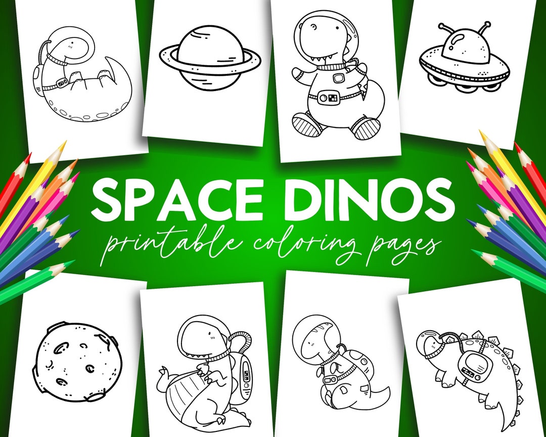 Space Dinosaurs Printable Coloring Pages. Kids Space Dinos Coloring ...