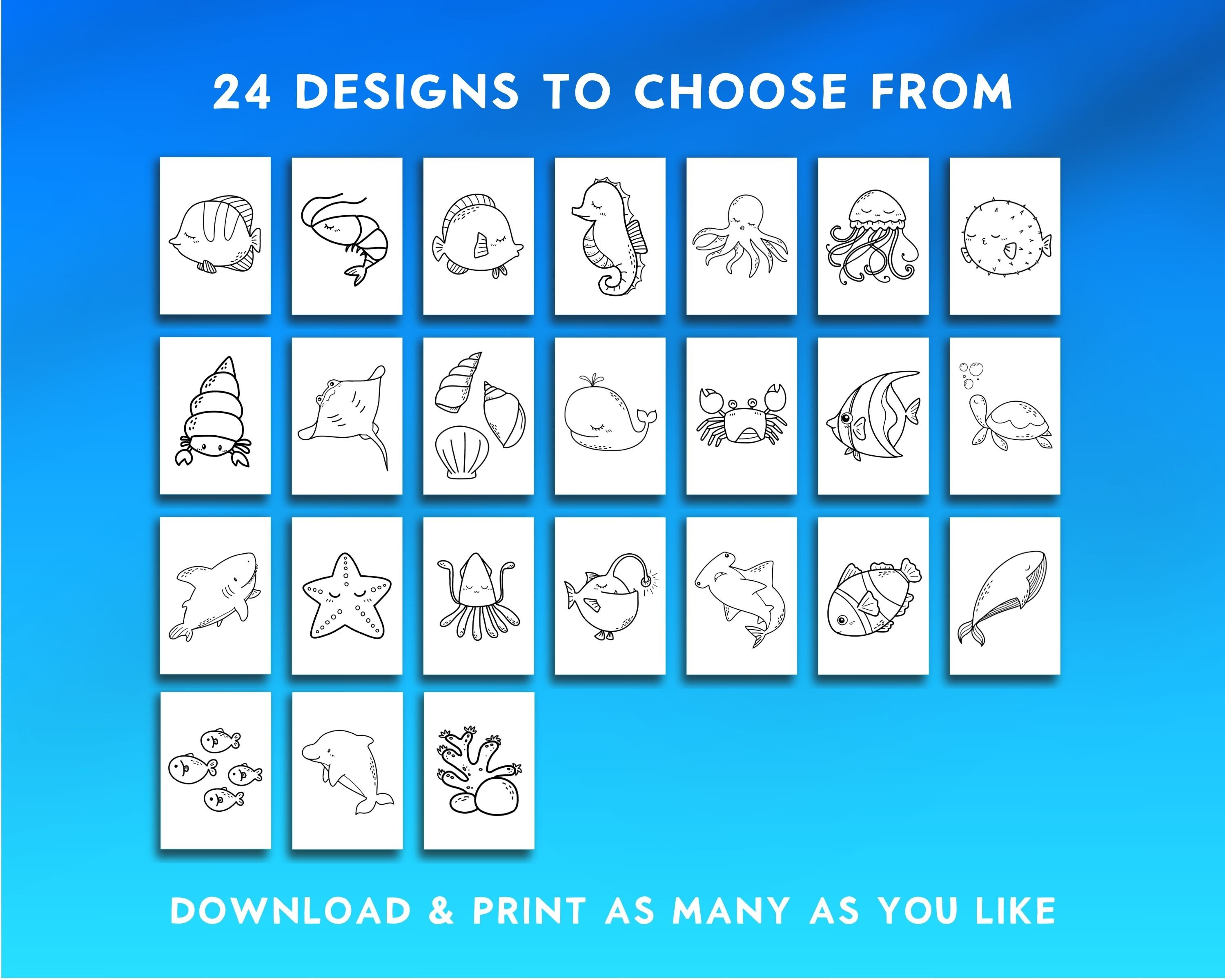 Sea Life Printable Coloring Pages. Kids Underwater Animals Coloring ...