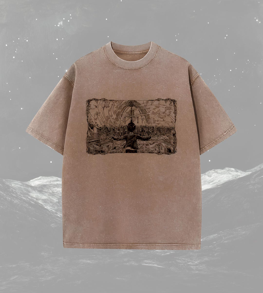 Streetwear Relax Fit Oversized Distressed Skull Knight Retro Vintage ...