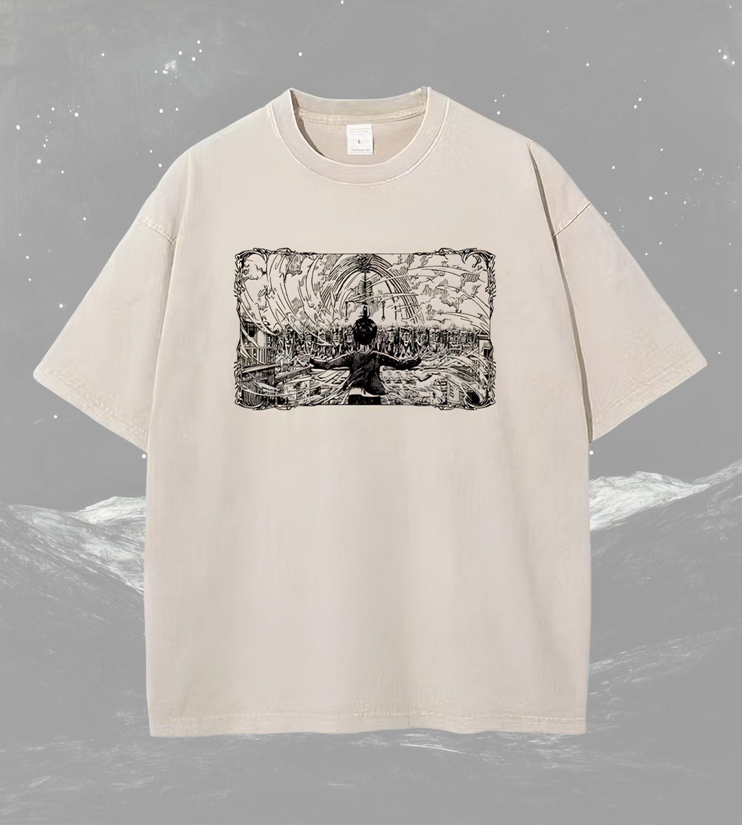 Streetwear Relax Fit Oversized Distressed Skull Knight Retro Vintage ...