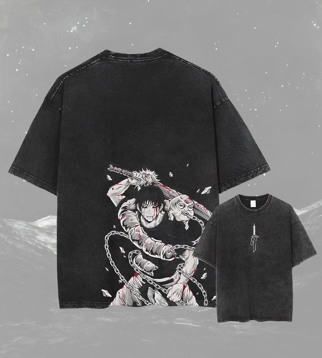 Streetwear Relax Fit Oversized Distressed Skull Knight Retro Vintage ...