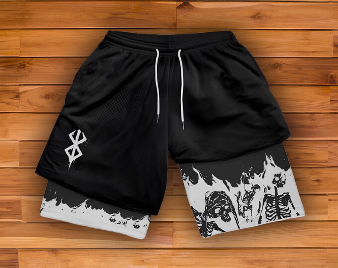 Berserk Guts Men's Double Layered Sports Shorts, Quick Drying 2-in-1 ...