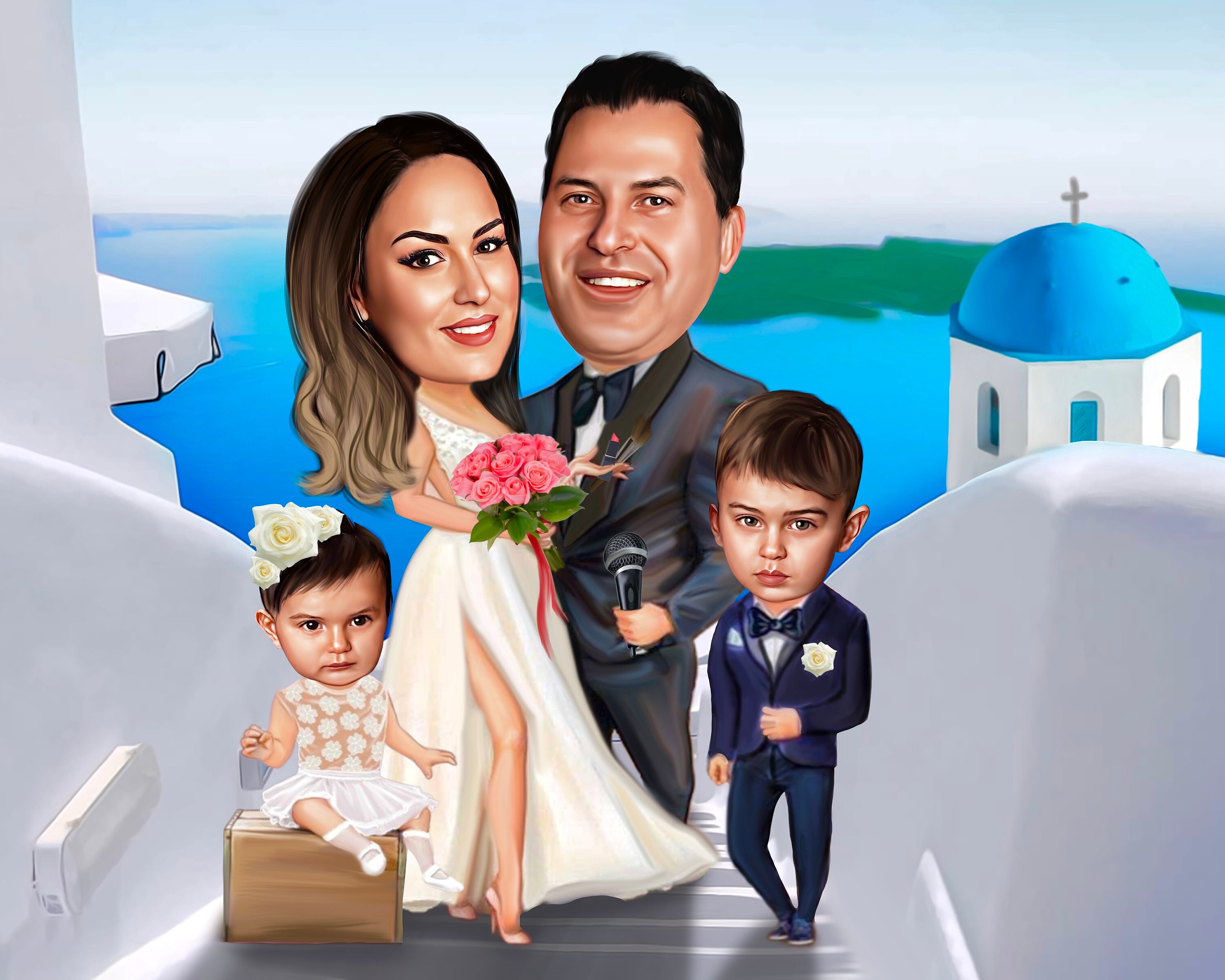 Custom Family Caricature, Custom Family Drawing, Personalised Hand ...