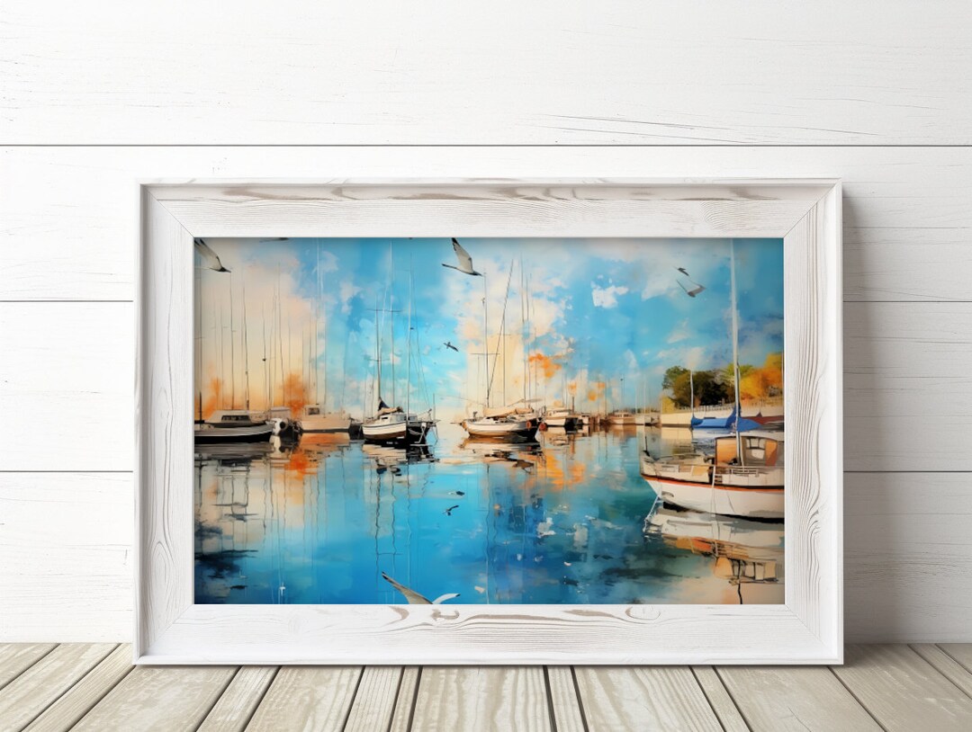 Abstract Boats in Water: Colorful Boat Print for Modern Wall Art,wall ...