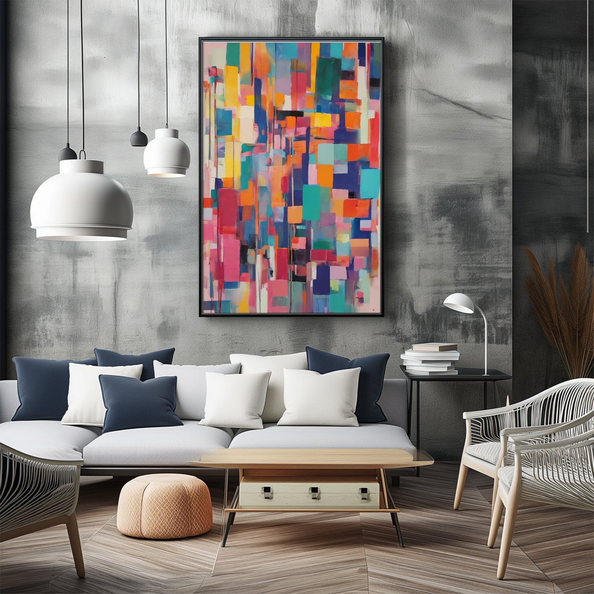 Colorful Abstract Painting, Modern Wall Art, Large Canvas Print ...