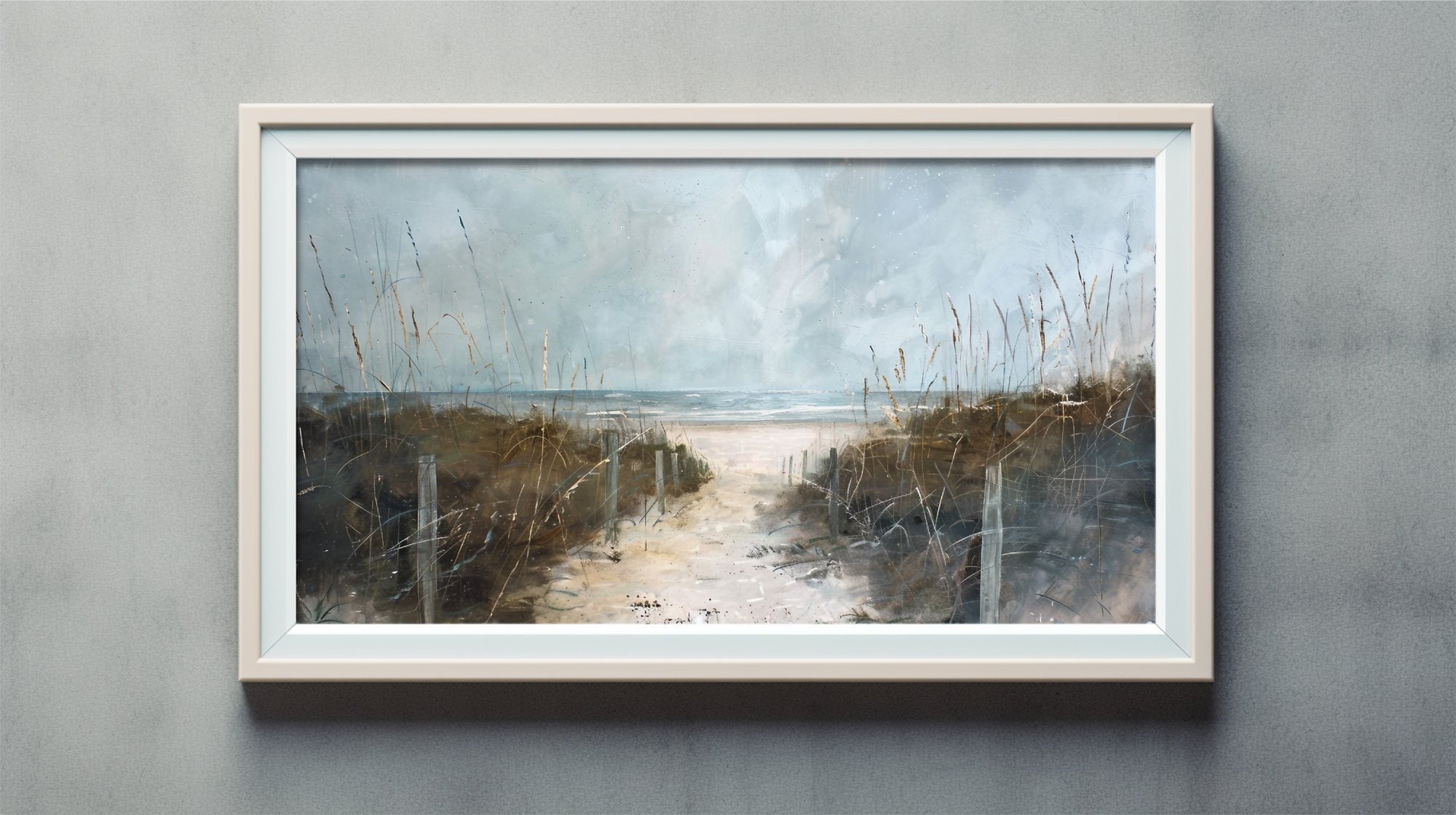 Coastal Beach Path Painting Print, Serene Ocean Wall Art, Nautical ...