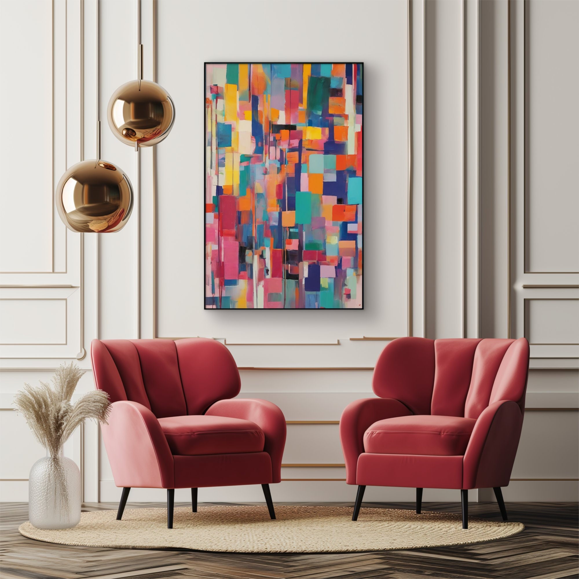 Colorful Abstract Painting, Modern Wall Art, Large Canvas Print ...