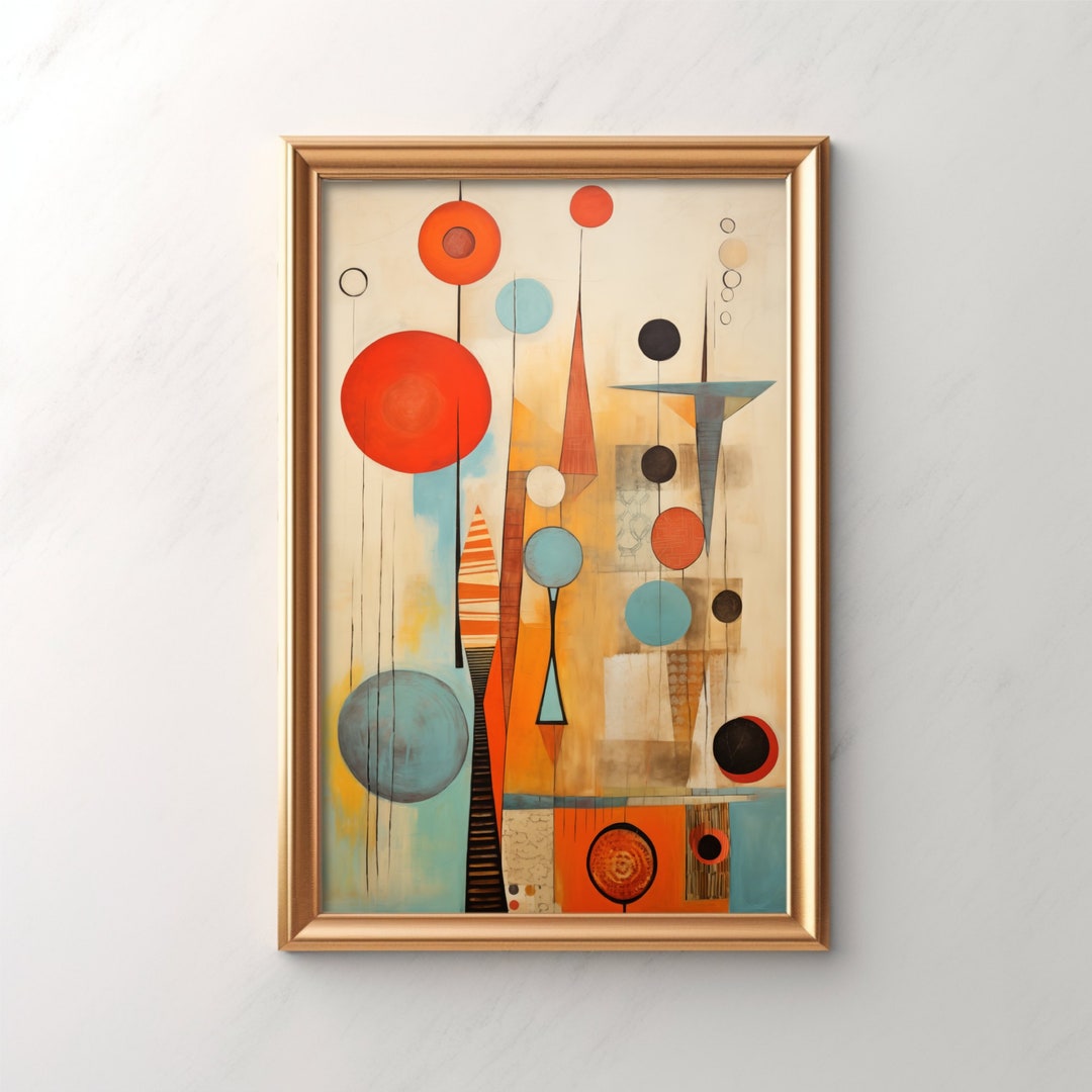 Abstract Geometric Canvas Art Print, Mid Century Modern Wall Decor ...