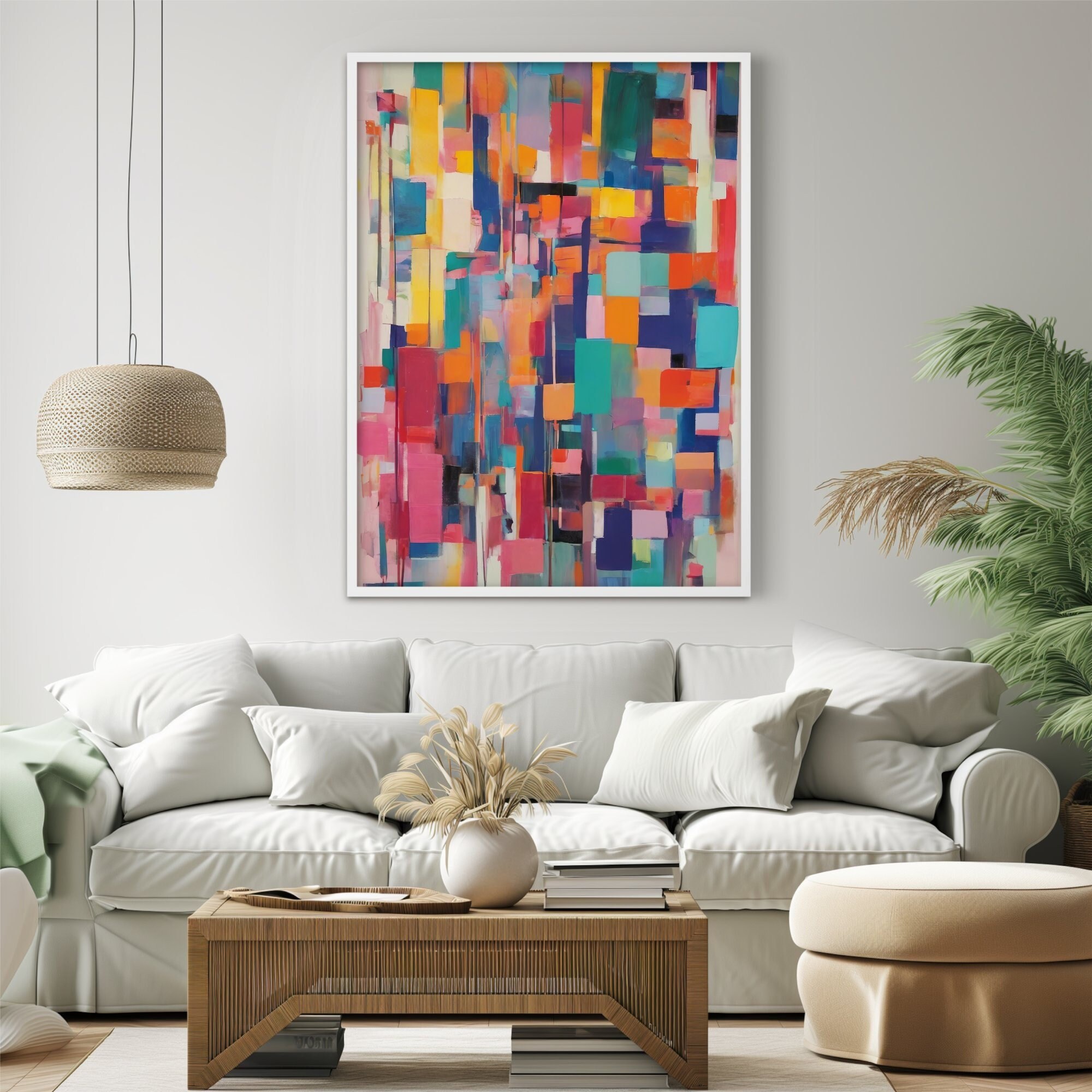 Colorful Abstract Painting, Modern Wall Art, Large Canvas Print ...