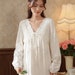Cotton Vintage Nightgown Spring Autumn Victorian Cotton Nightgown Women ...