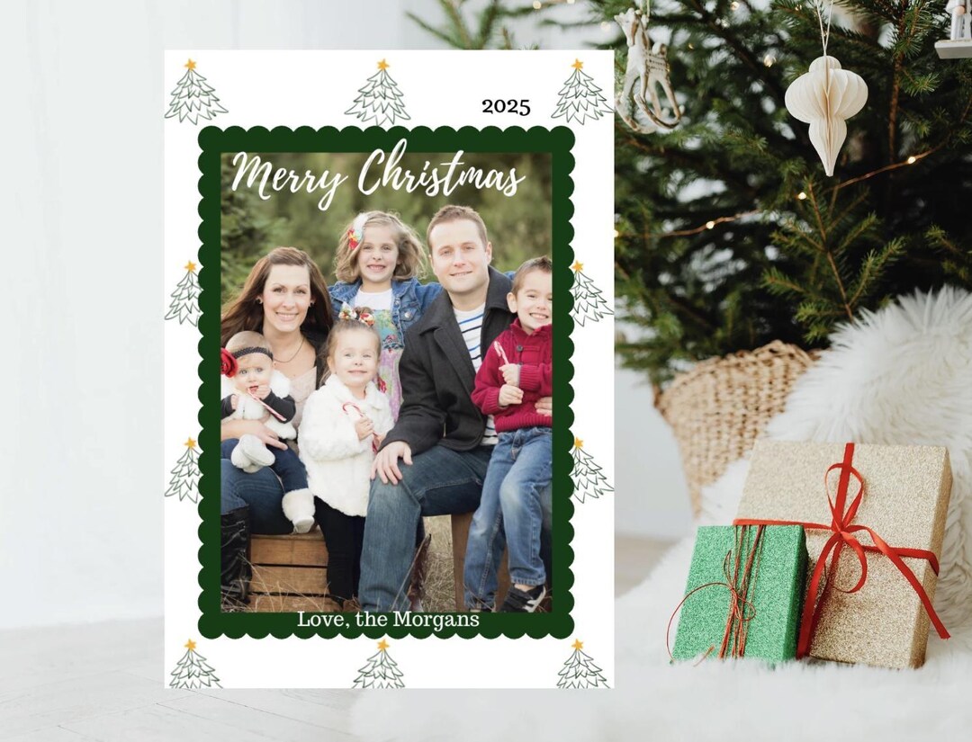 Elegant Christmas Card Template – Grandmillennial Holiday Photo Card ...