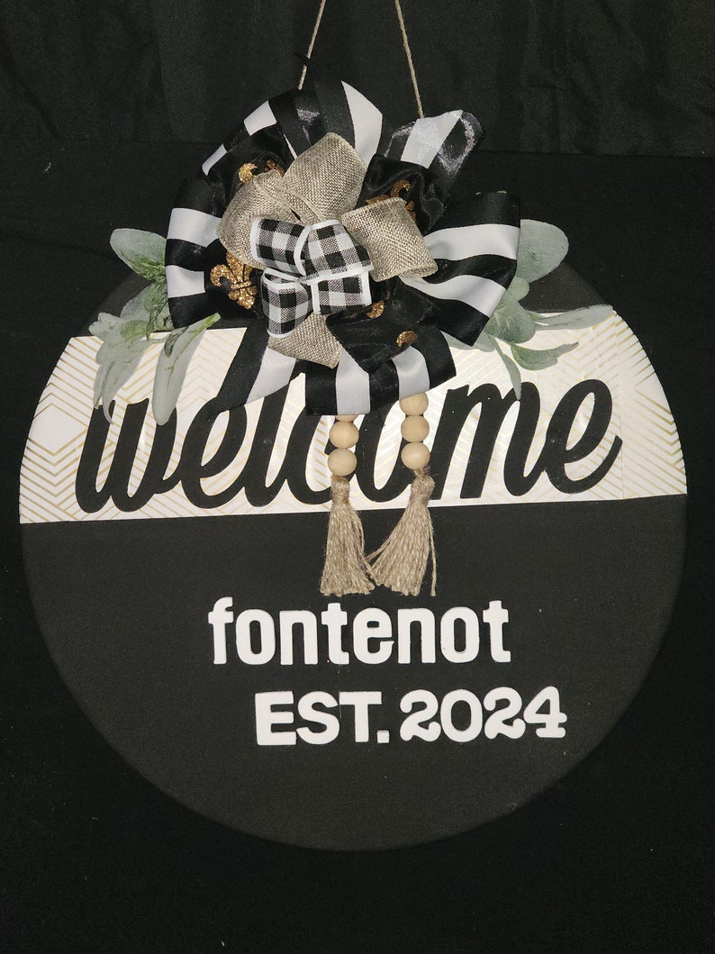 Round Welcome Sign, Personalized Family Door Sign, Last Name Sign ...