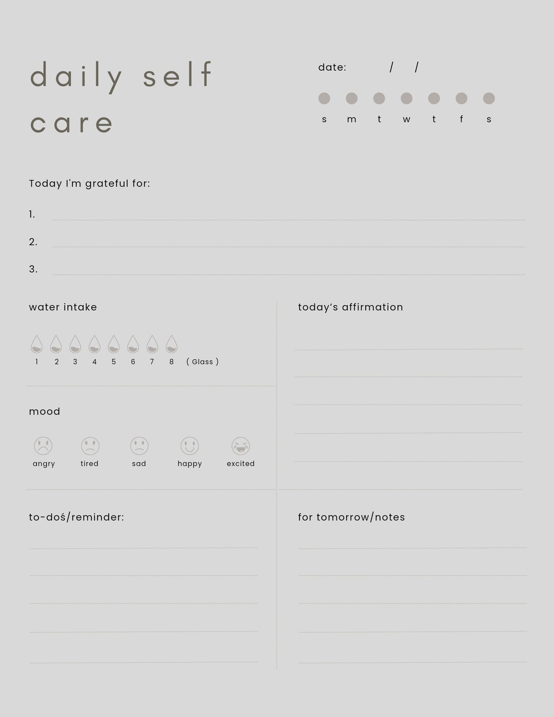 Daily Self-care Check-in - Etsy