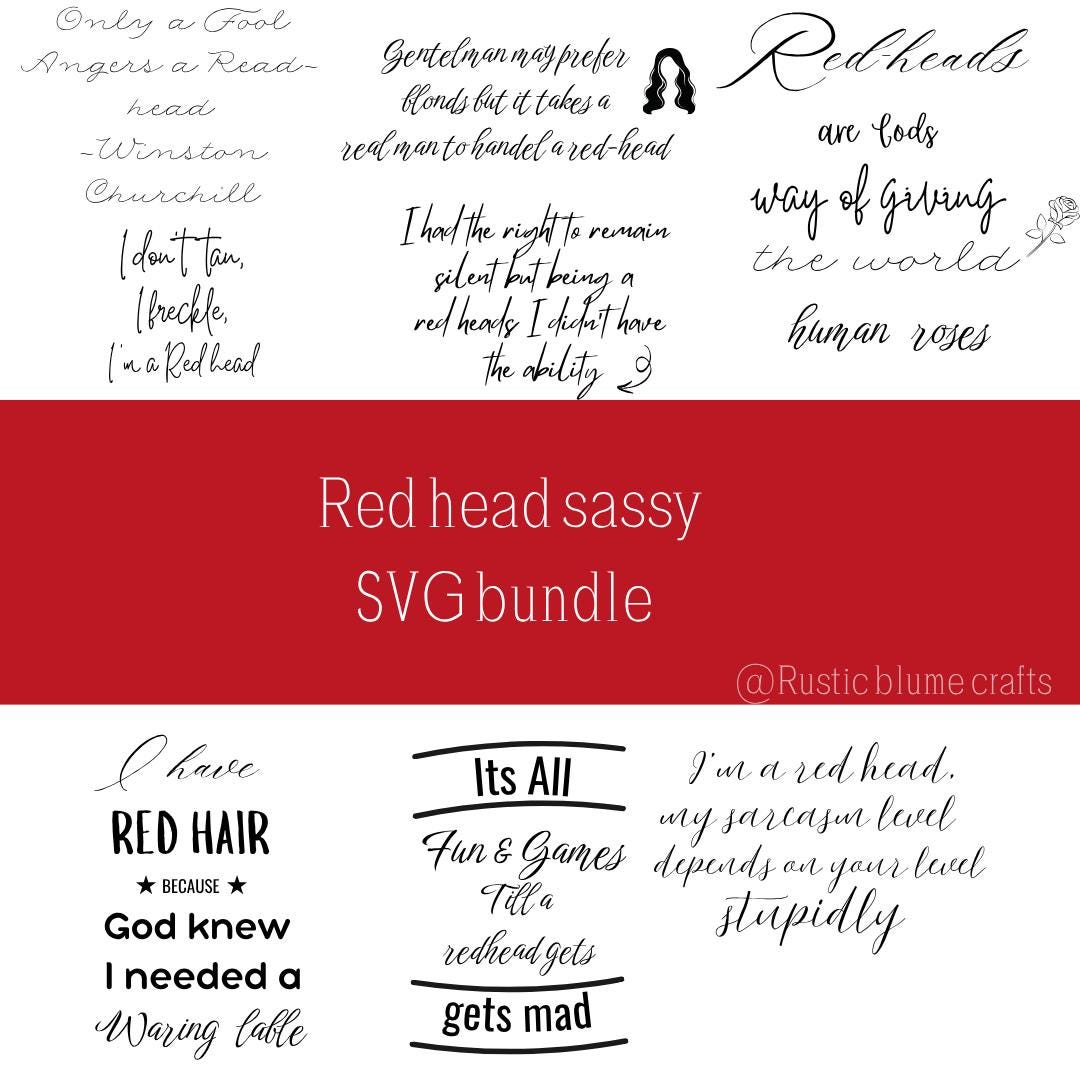 Sassy Red-head Sayings SVG Bundle - Etsy
