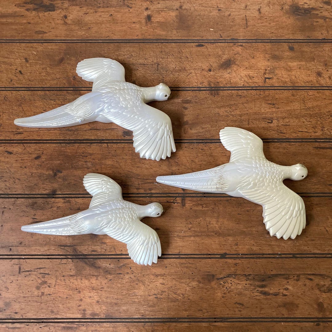 Set of 3. 1959 Vintage Miller Studio Inc. Chalkware White Bird Wall ...