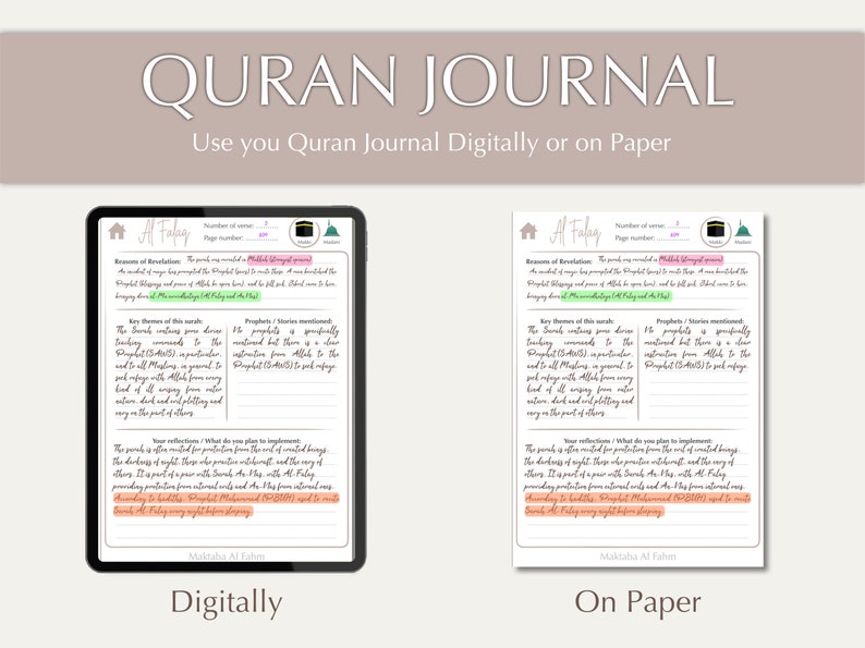 Digital Quran Study Journal: Tafseer, Hifdh Tracker, Planner (PDF Files ...