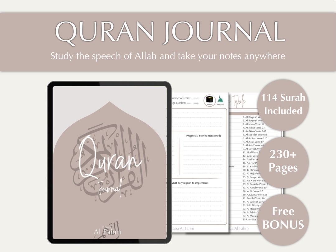 Digital Quran Study Journal: Tafseer, Hifdh Tracker, Planner (PDF Files ...