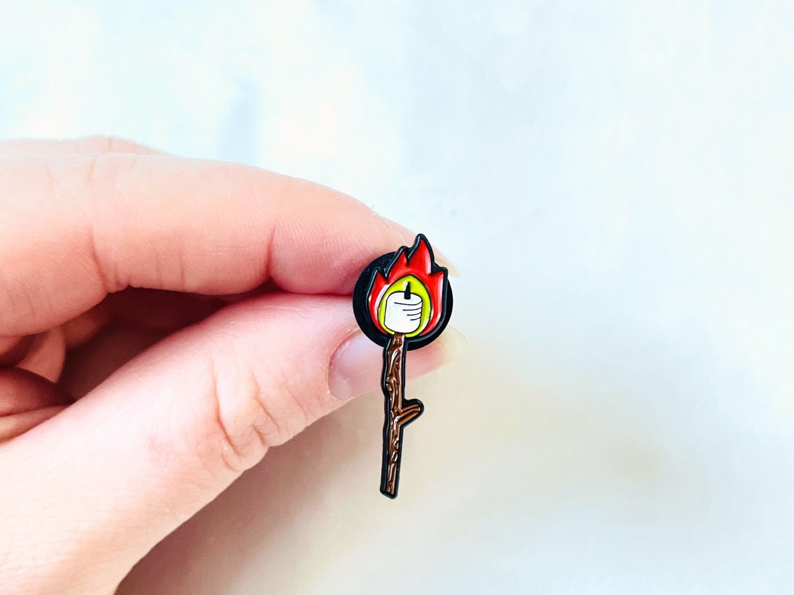 Roasting Marshmallow Enamel Pin – Cute S’mores Pin, Campfire Enamel Pin ...