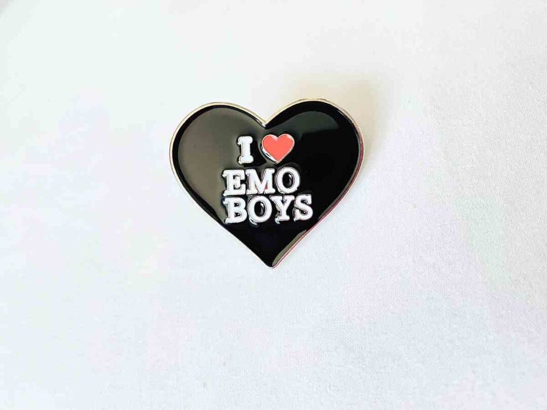 I Love Emo Boys Pin – Emo Enamel Pin, Heart Shaped Funny Pop Punk ...