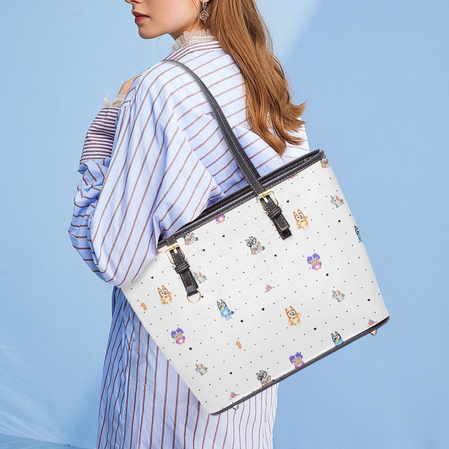 Bluey Bingo Grannies Rita and Janet Medium Leather Tote Bag the Heelers ...