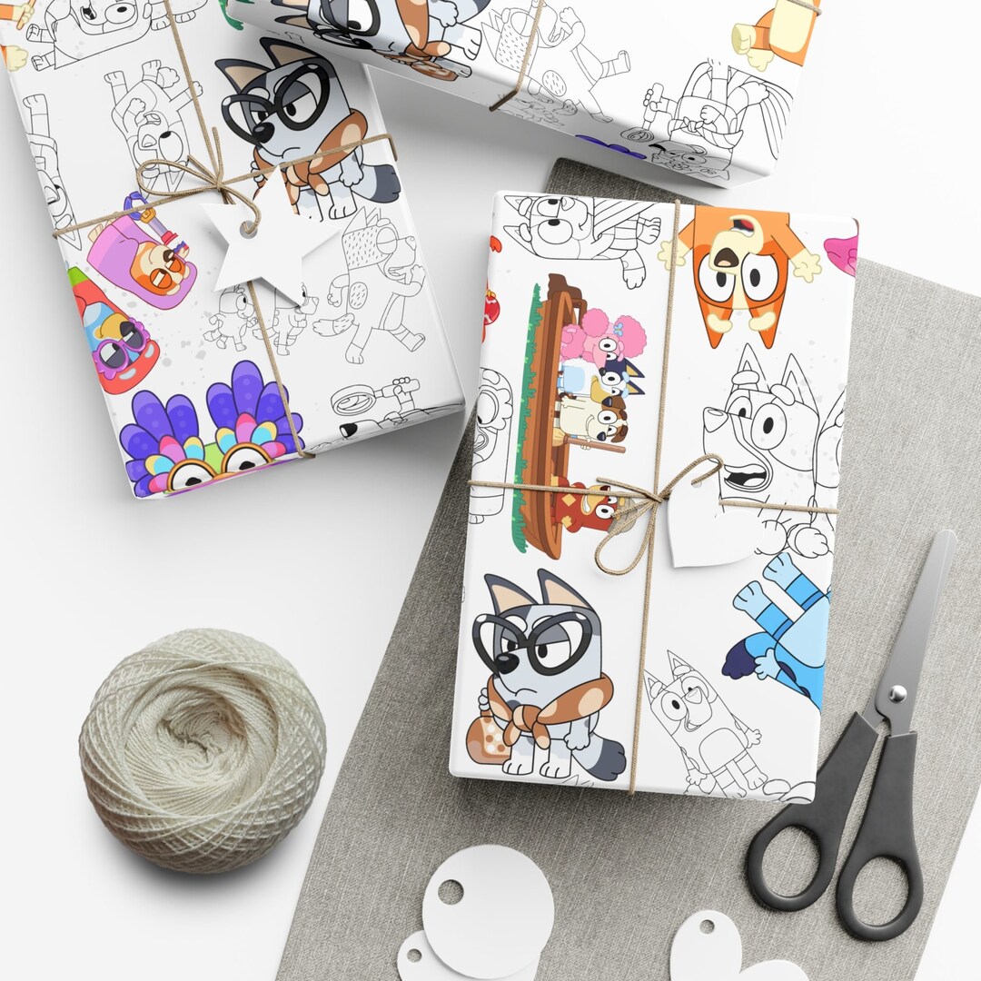 Bluey and Bingo Gift Wrap Papers, Bluey and Bingo Birthday Present Wrap ...