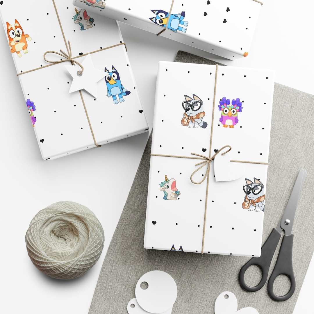 Bluey and Bingo Gift Wrap Papers, Bluey and Bingo Birthday Present Wrap ...