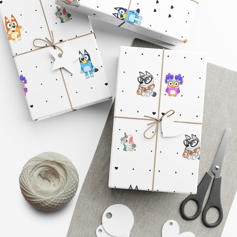 Bluey and Bingo Gift Wrap Papers, Bluey and Bingo Birthday Present Wrap ...